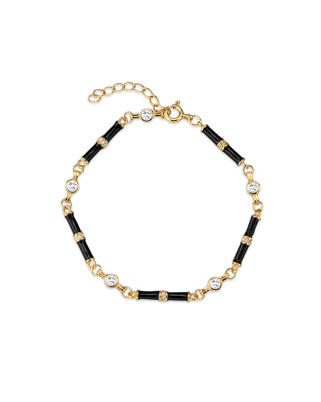 Marlowe Black Enamel Bracelet with White Topaz | AW23 | V by Laura Vann