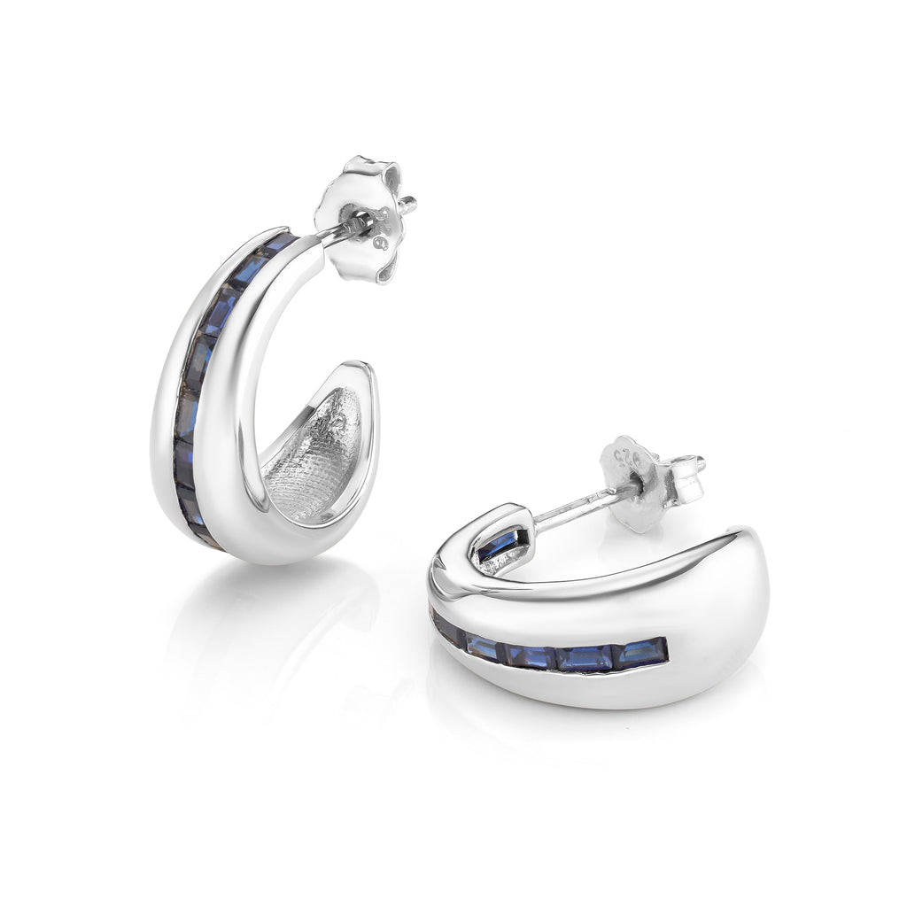 Béa Silver Hoop Earrings in Blue | Avance SS25 | Laura Vann