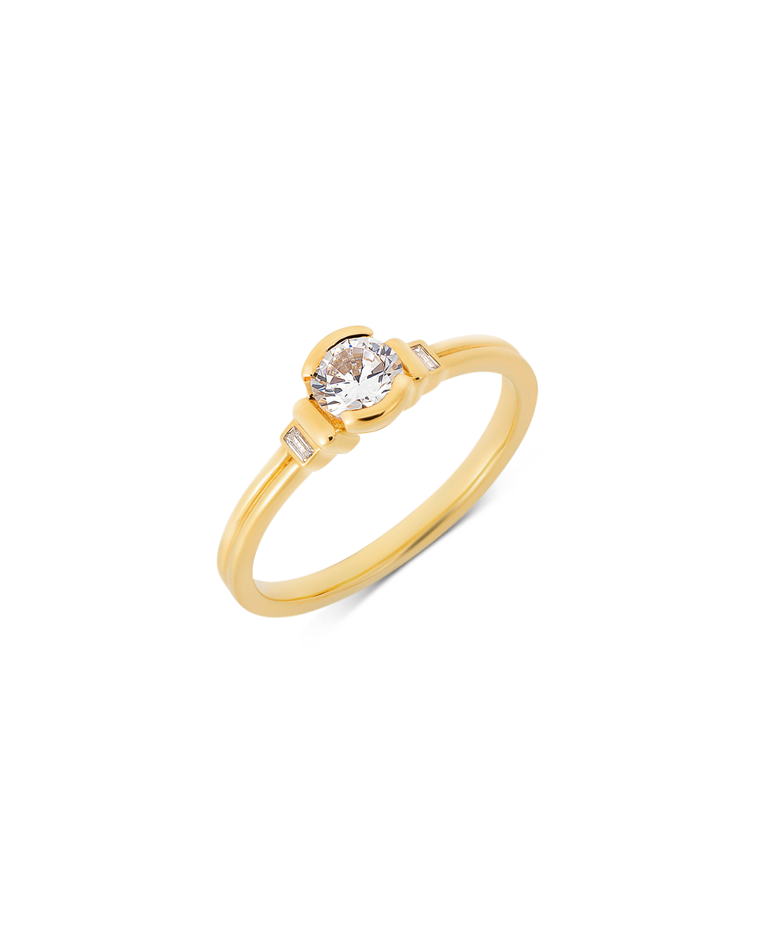 Deco brilliant cut solitaire diamond ring in yellow gold | Engagement ...